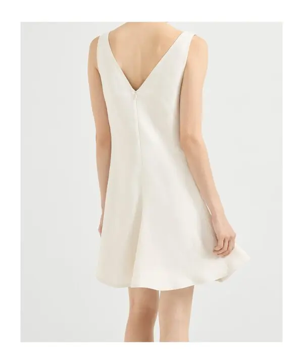 Brunello Cucinelli V-neck Sleeveless Twill Mini Dress - Cream