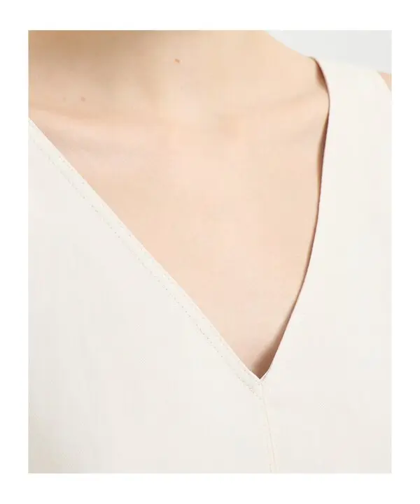Brunello Cucinelli V-neck Sleeveless Twill Mini Dress - Cream
