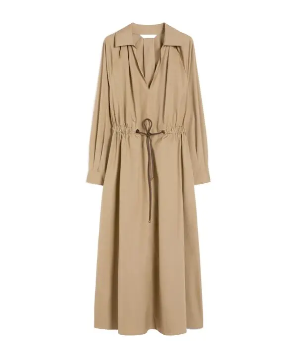 Max Mara Flared Poplin Shirt Dress - Khaki