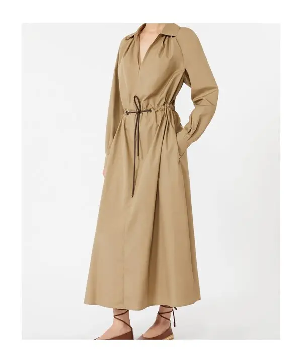 Max Mara Flared Poplin Shirt Dress - Khaki