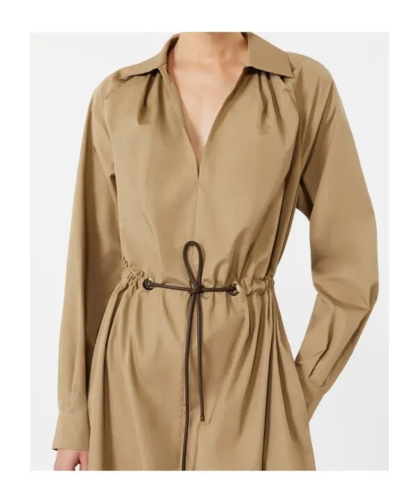 Max Mara Flared Poplin Shirt Dress - Khaki
