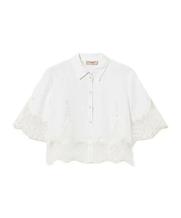 TWINSET Lace Embroidered Shirt - White