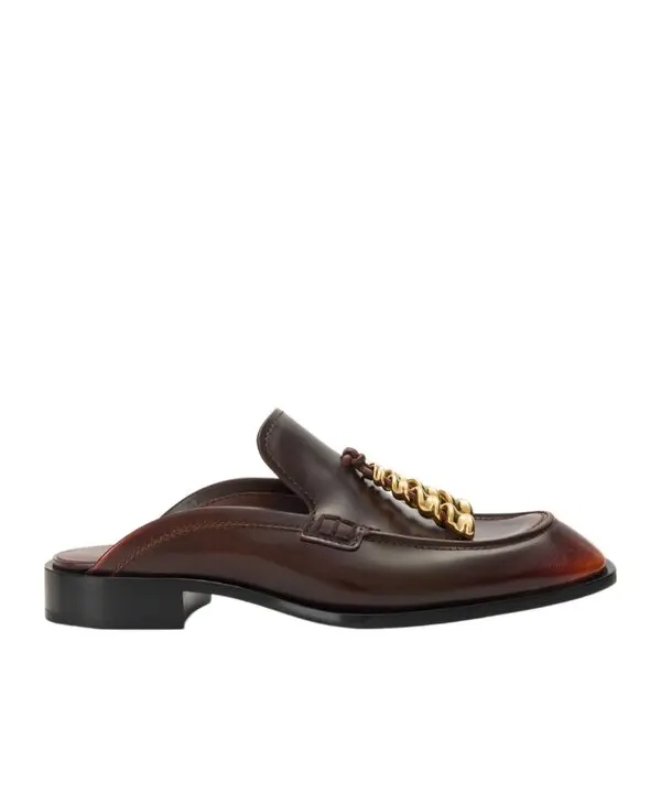 Loewe Edge Loafer Mules With Gold-finish Coil Embellishments - Brown