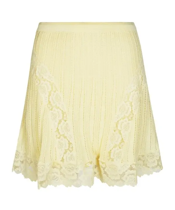 SELF-PORTRAIT Lace Trim Mini Skirt - Yellow