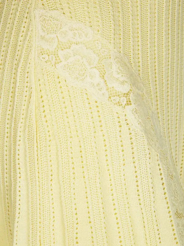 SELF-PORTRAIT Lace Trim Mini Skirt - Yellow