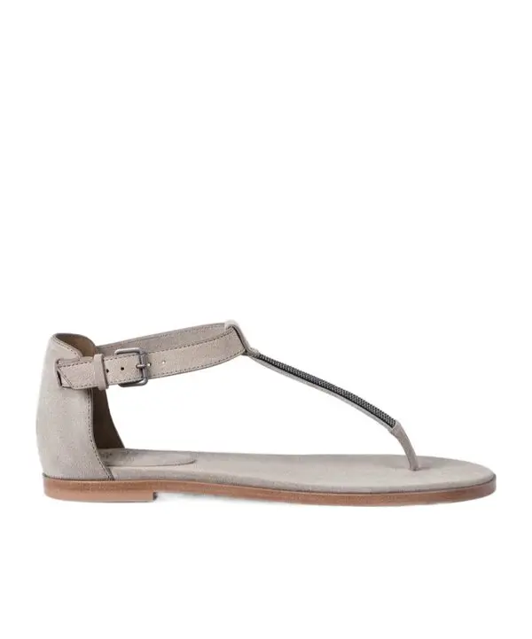 Brunello Cucinelli T-strap Embellished Sandals
