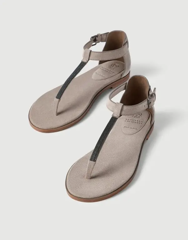 Brunello Cucinelli T-strap Embellished Sandals