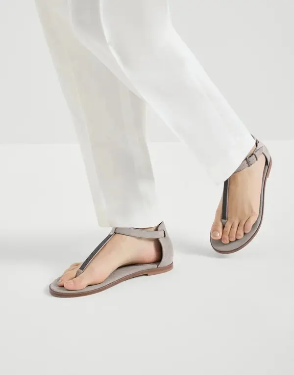 Brunello Cucinelli T-strap Embellished Sandals