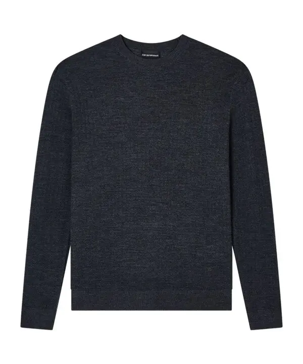 Emporio Armani Waffle-knit Wool Sweater - Black
