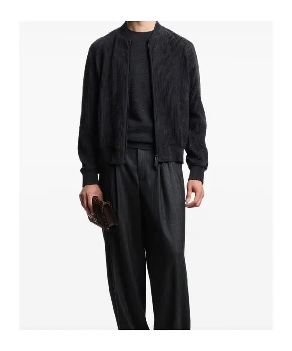 Emporio Armani Waffle-knit Wool Sweater - Black