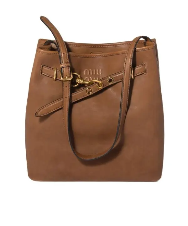 Miu Miu Aventure Nappa Leather Bucket Bag - Brown