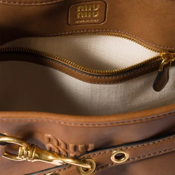 Miu Miu Aventure Nappa Leather Bucket Bag - Brown