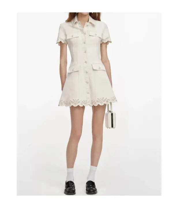 SELF-PORTRAIT Broderie Mini Shirt Dress