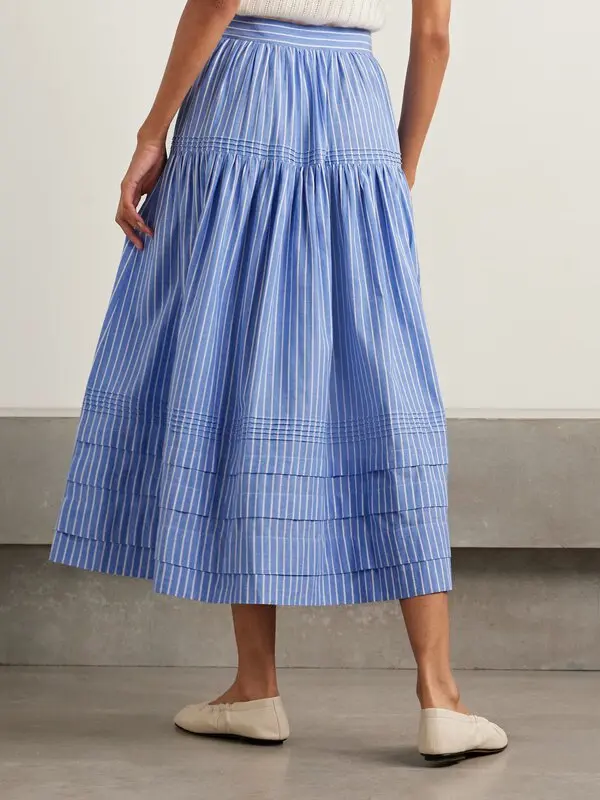 DÔEN Sebastiane Striped Midi Skirt