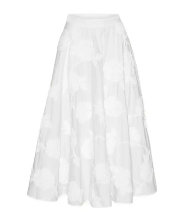 ROTATE BY BIRGER CHRISTENSEN Floral-embroidered Midi Skirt - White
