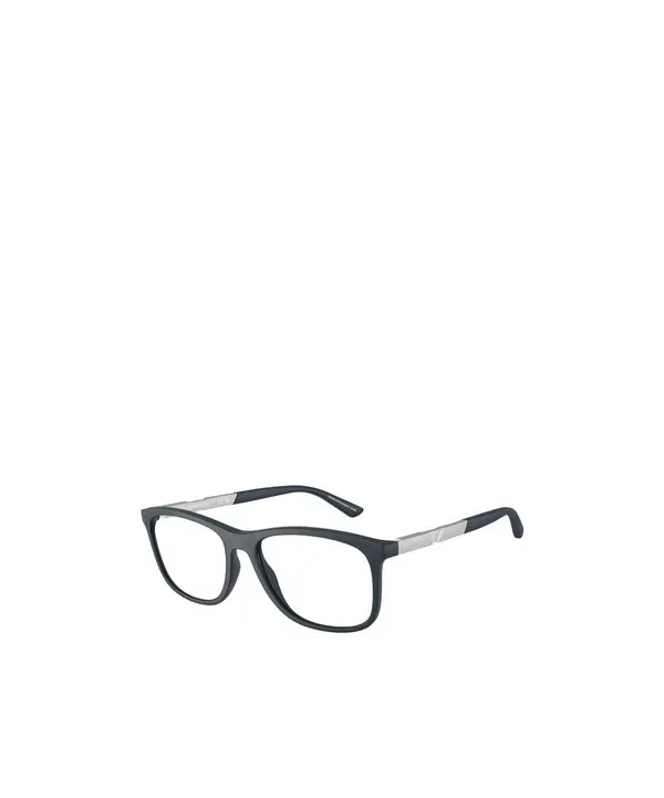 Emporio Armani Rectangular Frame Full Rim Eyeglasses With Logo Detail - Gray