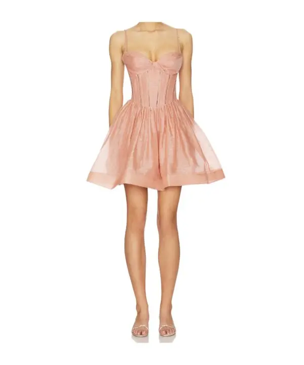 Zimmermann Luna Corset Mini Dress - Peony