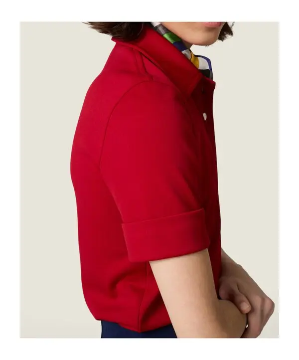 Miu Miu Short-sleeved Polo Shirt With Embroidered Logo - Ruby Red