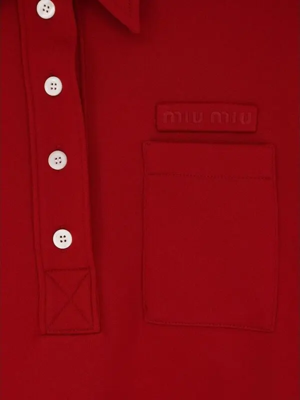 Miu Miu Short-sleeved Polo Shirt With Embroidered Logo - Ruby Red