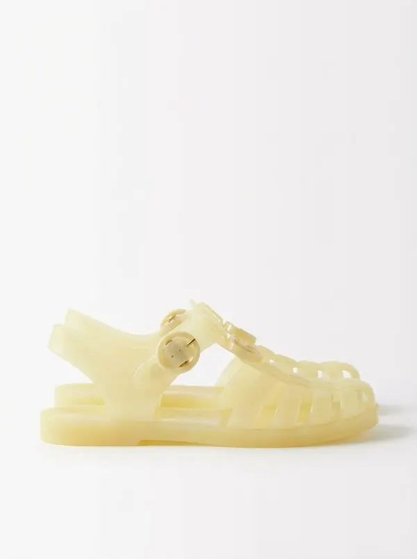 Gucci Rubber Sandals With Double G Detail - Yellow