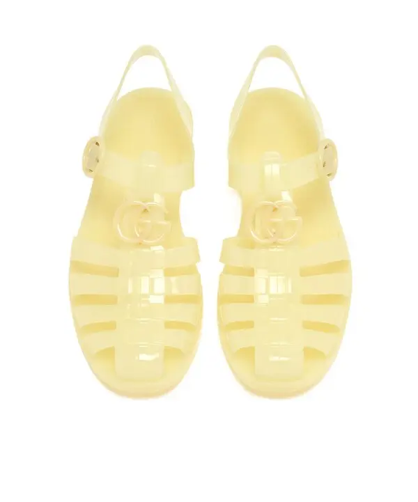 Gucci Rubber Sandals With Double G Detail - Yellow