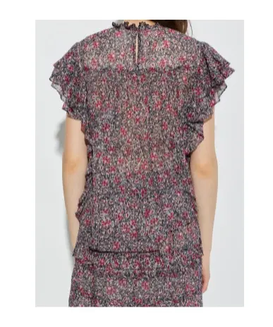 Isabel Marant Étoile Printed Ruffled Short Sleeve Shirt