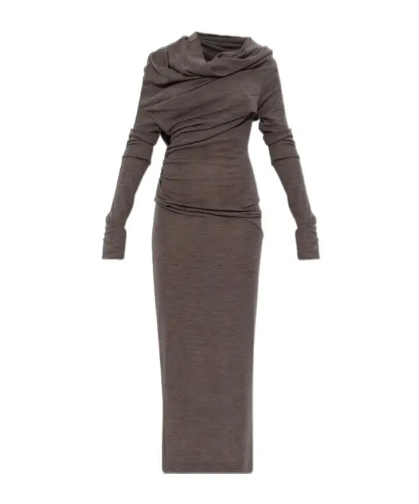 ENTIRE STUDIOS Cowl-neck Draped Dress - Brown
