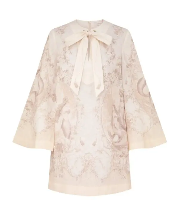 Zimmermann Tie Neck Tunic Dress - Nude