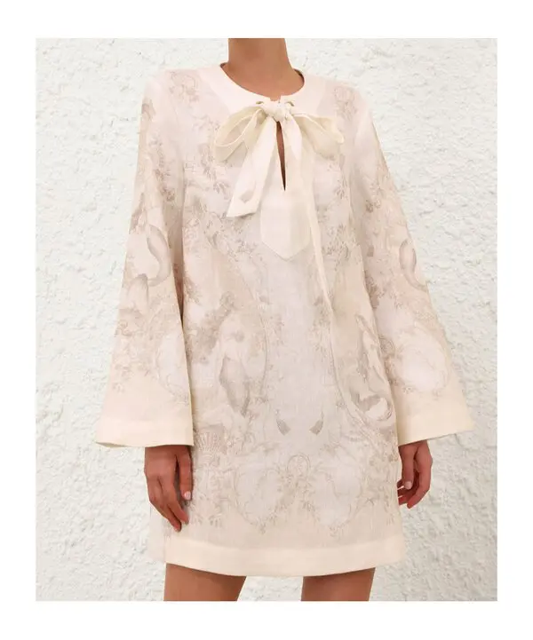 Zimmermann Tie Neck Tunic Dress - Nude