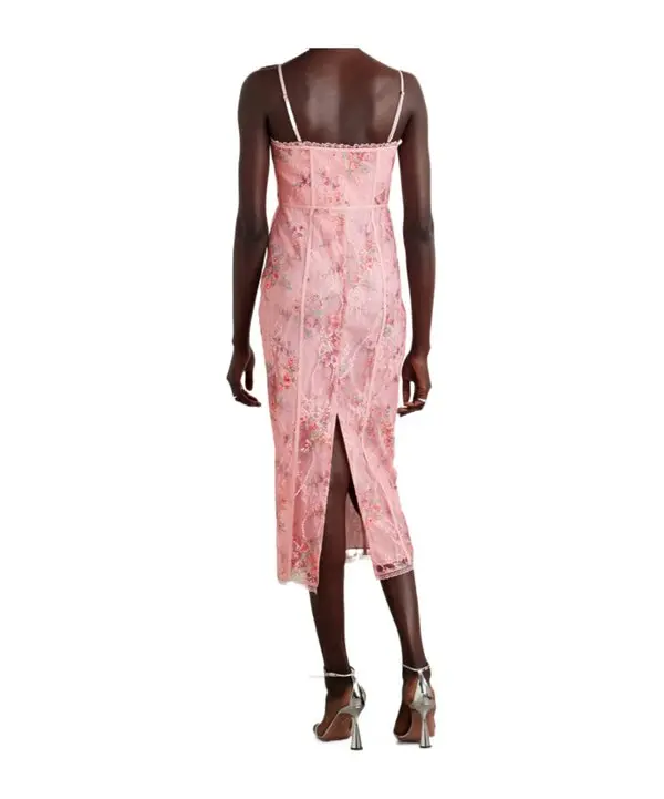 LoveShackFancy Tresor Lace Midi Dress With Ribbon Bow