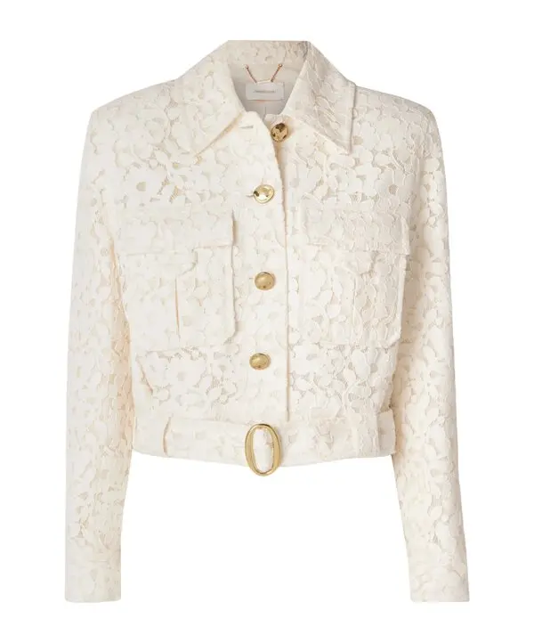 Zimmermann Cotton-blend Lace Jacket - Cream
