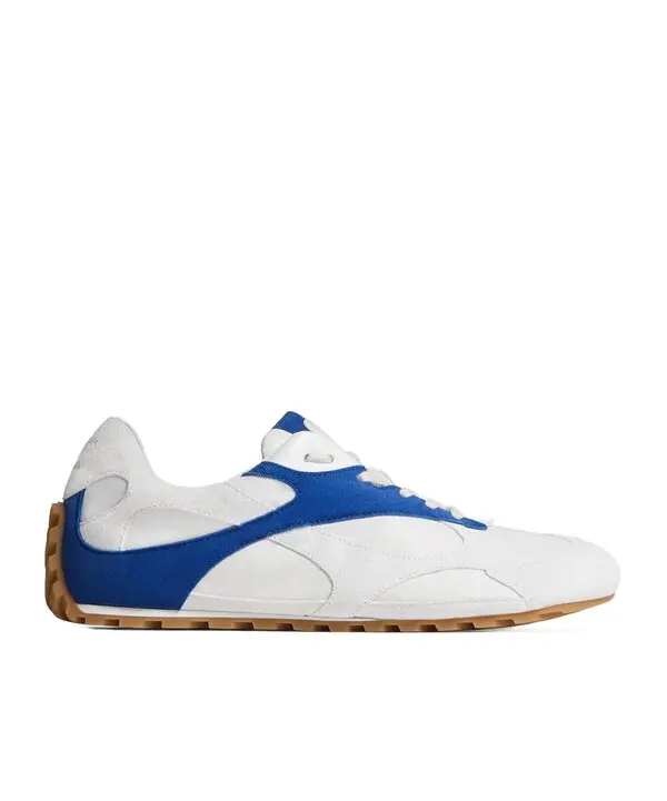 Bottega Veneta Orbit Flash Suede And Nylon Lace-up Sneakers - Bright White/cookie Blue