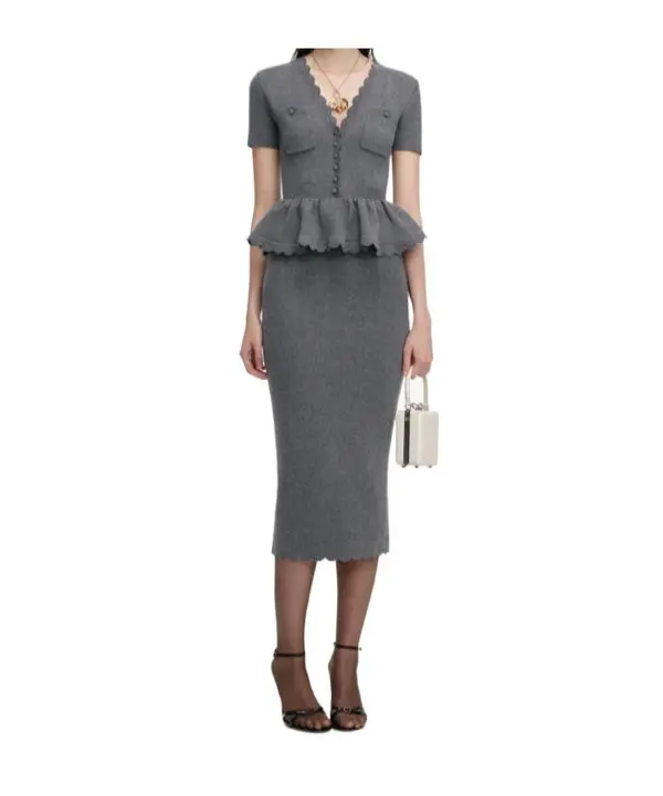 SELF-PORTRAIT Peplum Midi Dress