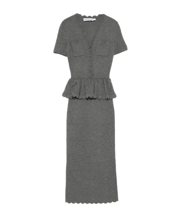 SELF-PORTRAIT Peplum Midi Dress - Grey