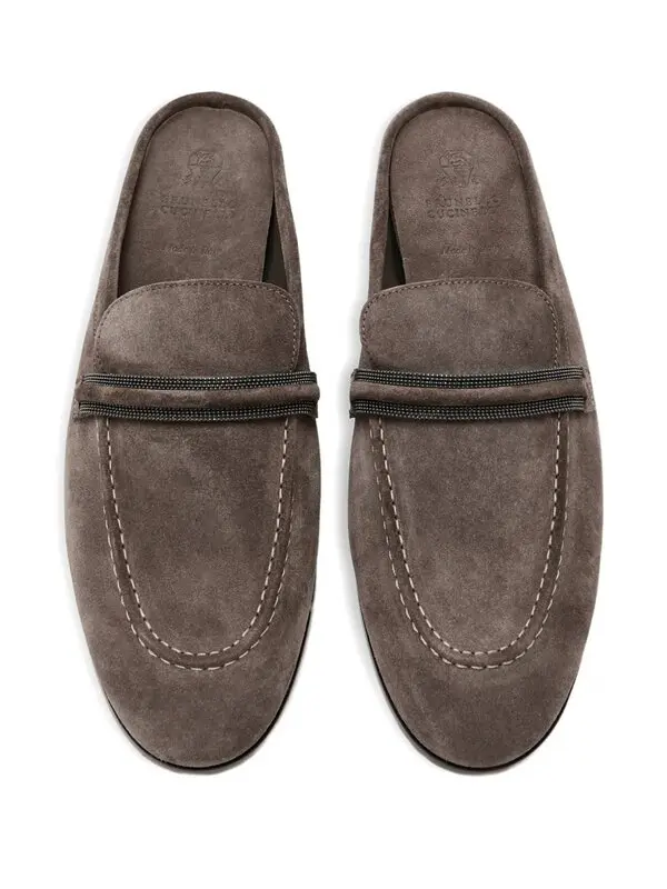 Brunello Cucinelli Beaded Embellished Suede Mules