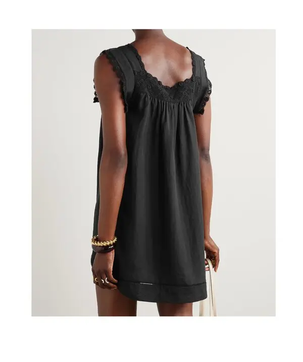 DÔEN Almada Lace-trimmed Dress - Black