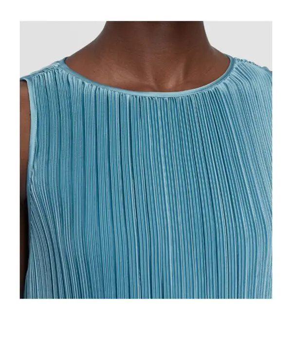 JOSEPH Rida Pleated Satin Dress - Chambray