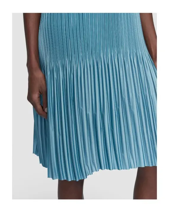 JOSEPH Rida Pleated Satin Dress - Chambray