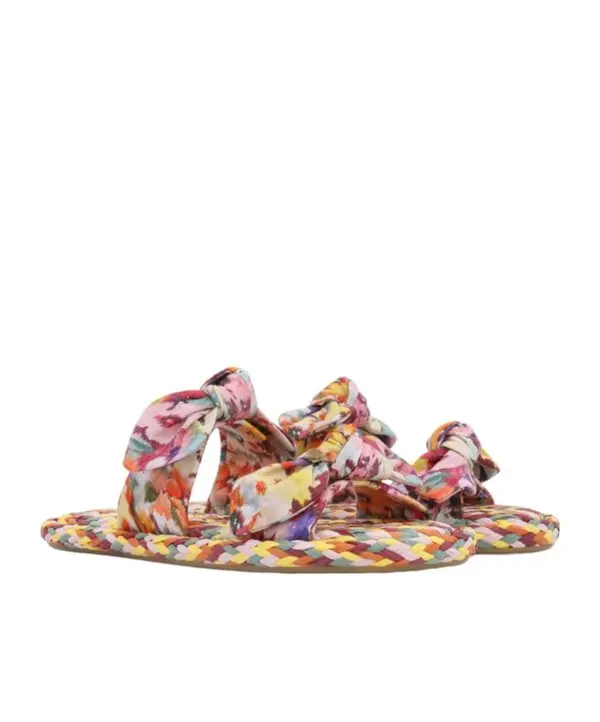 Zimmermann Printed Bow Flat Slippers - Nude