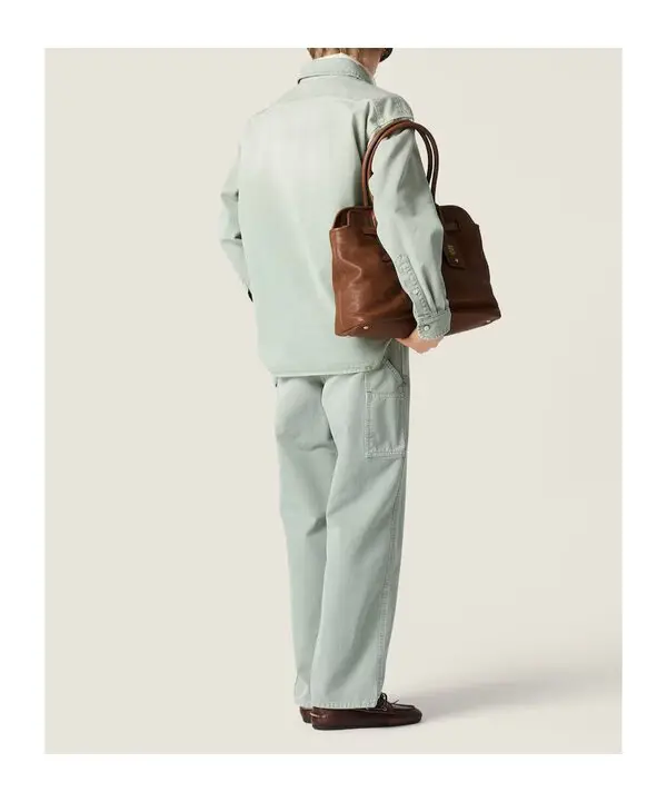 Miu Miu Embroidered Logo Gabardine Shirt