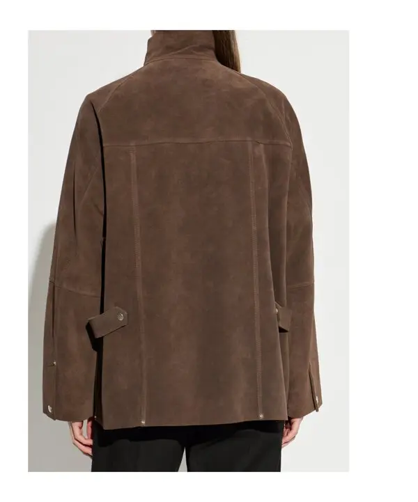 Studio Nicholson Long-sleeved Leather Jacket With Metal Snaps - Brown