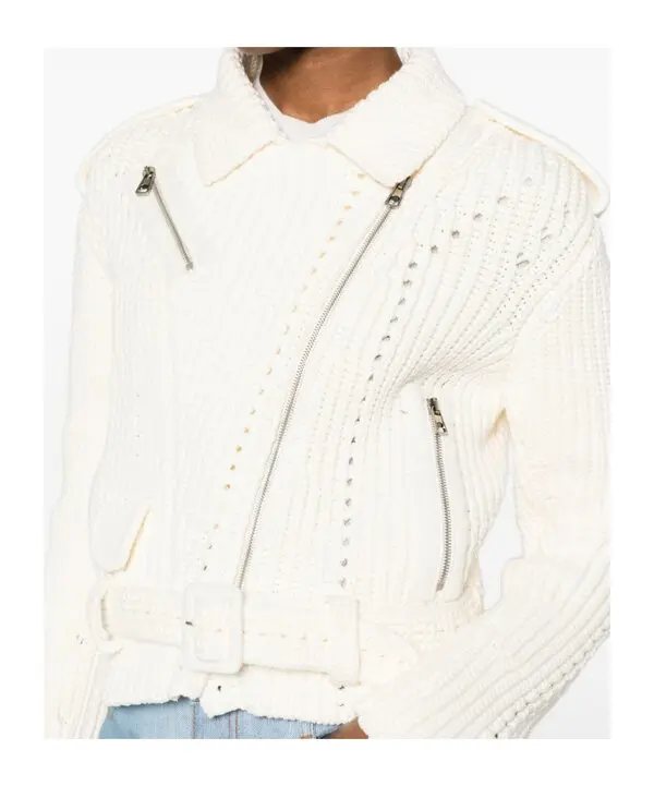 Ermanno Scervino Zip-up Belted Jacket - White