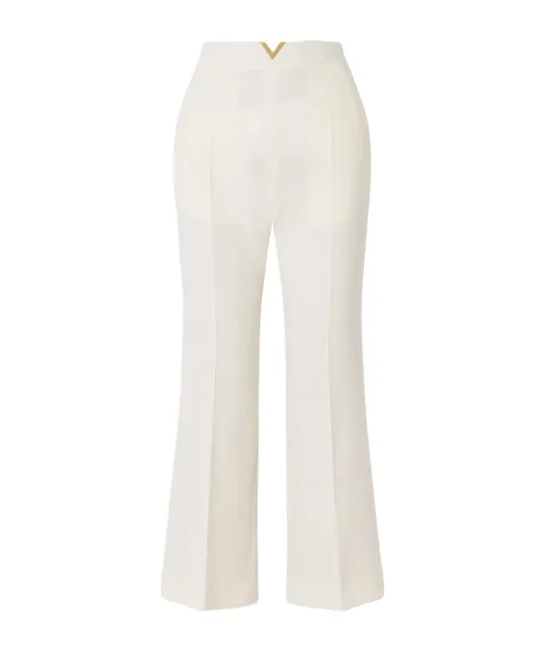 Valentino Garavani Pleated Wide Leg Trousers With V-logo Detail