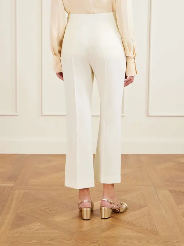 Valentino Garavani Pleated Wide Leg Trousers With V-logo Detail