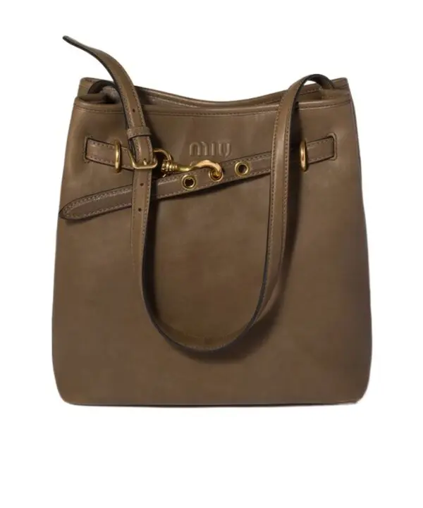Miu Miu Aventure Nappa Leather Bucket Bag - Green