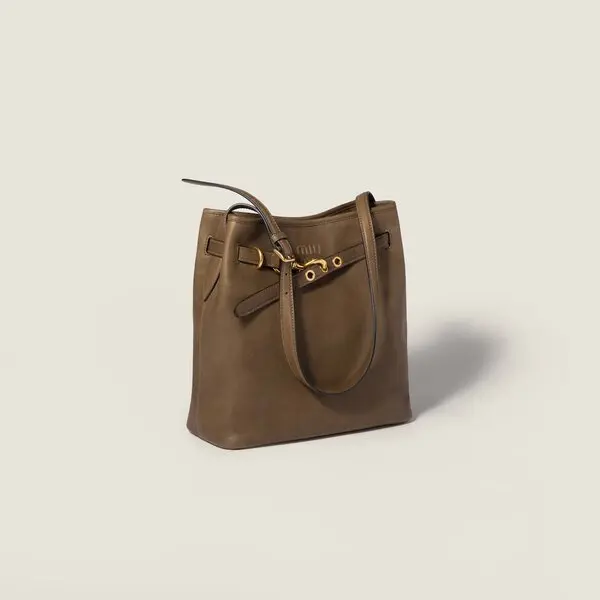 Miu Miu Aventure Nappa Leather Bucket Bag - Green