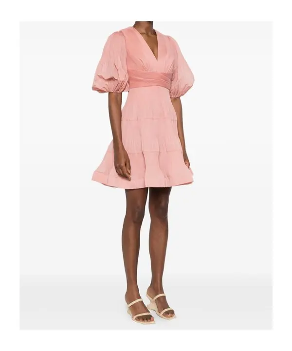 Zimmermann Pleated Layered Mini Dress - Pink