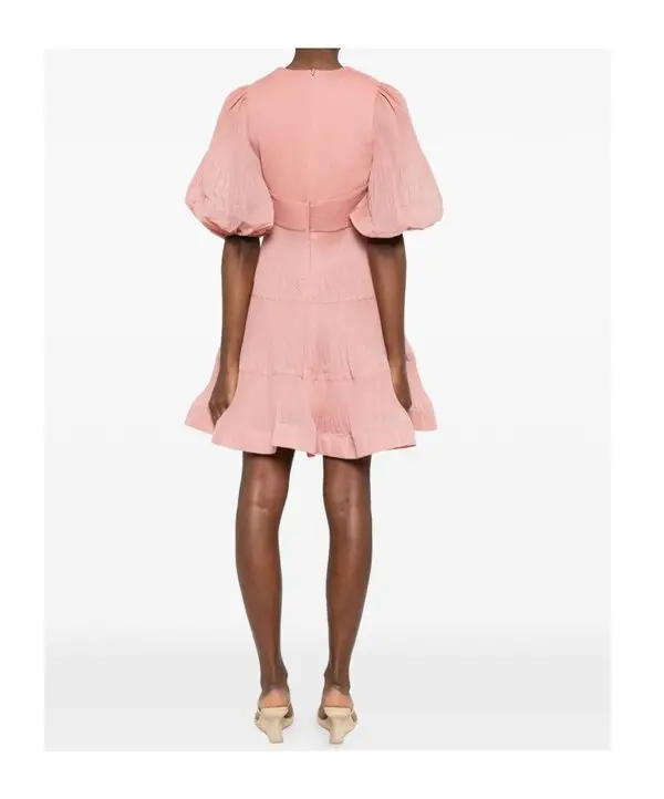Zimmermann Pleated Layered Mini Dress - Pink