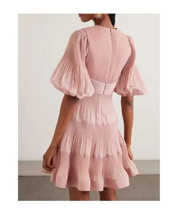 Zimmermann Pleated Layered Mini Dress - Pink