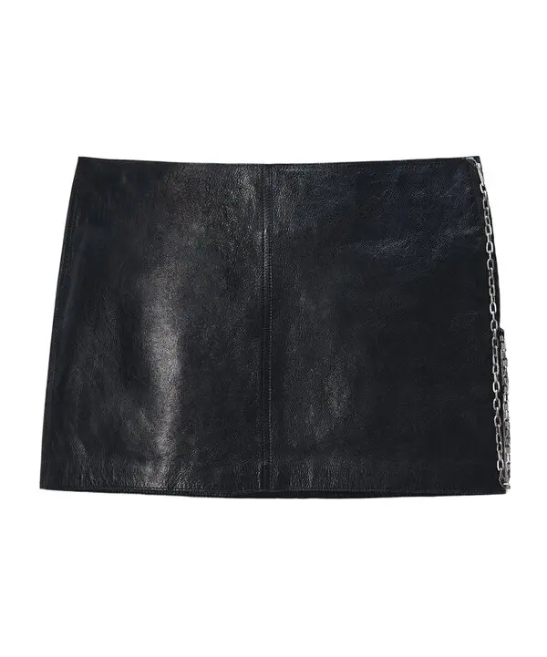 Alexander Wang Chain-trimmed Leather Mini Skirt - Black
